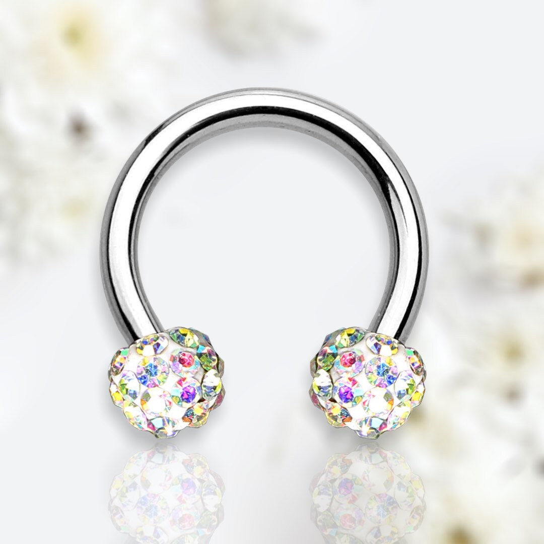 16G Horseshoe Septum Hoop Ring Colorful Crystals Septum Hoop Piercing ...