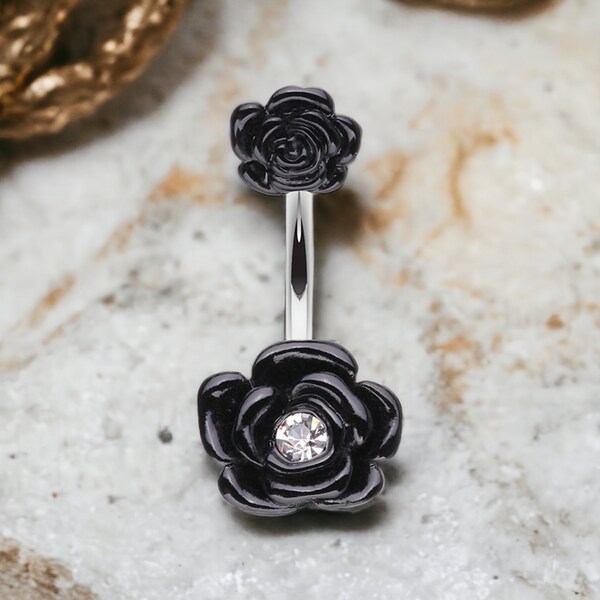 Rose Belly Ring - Etsy