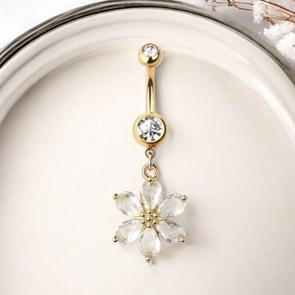 Flower Belly Ring - Etsy