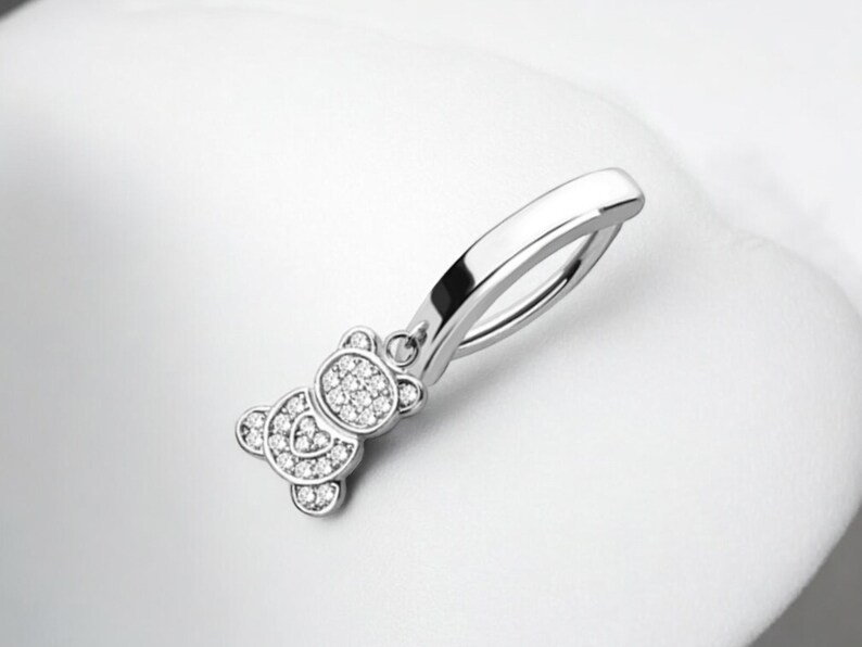 Teddy Bear Belly Ring, Cute Teddy Bear Charm Dangle Belly Button Ring ...