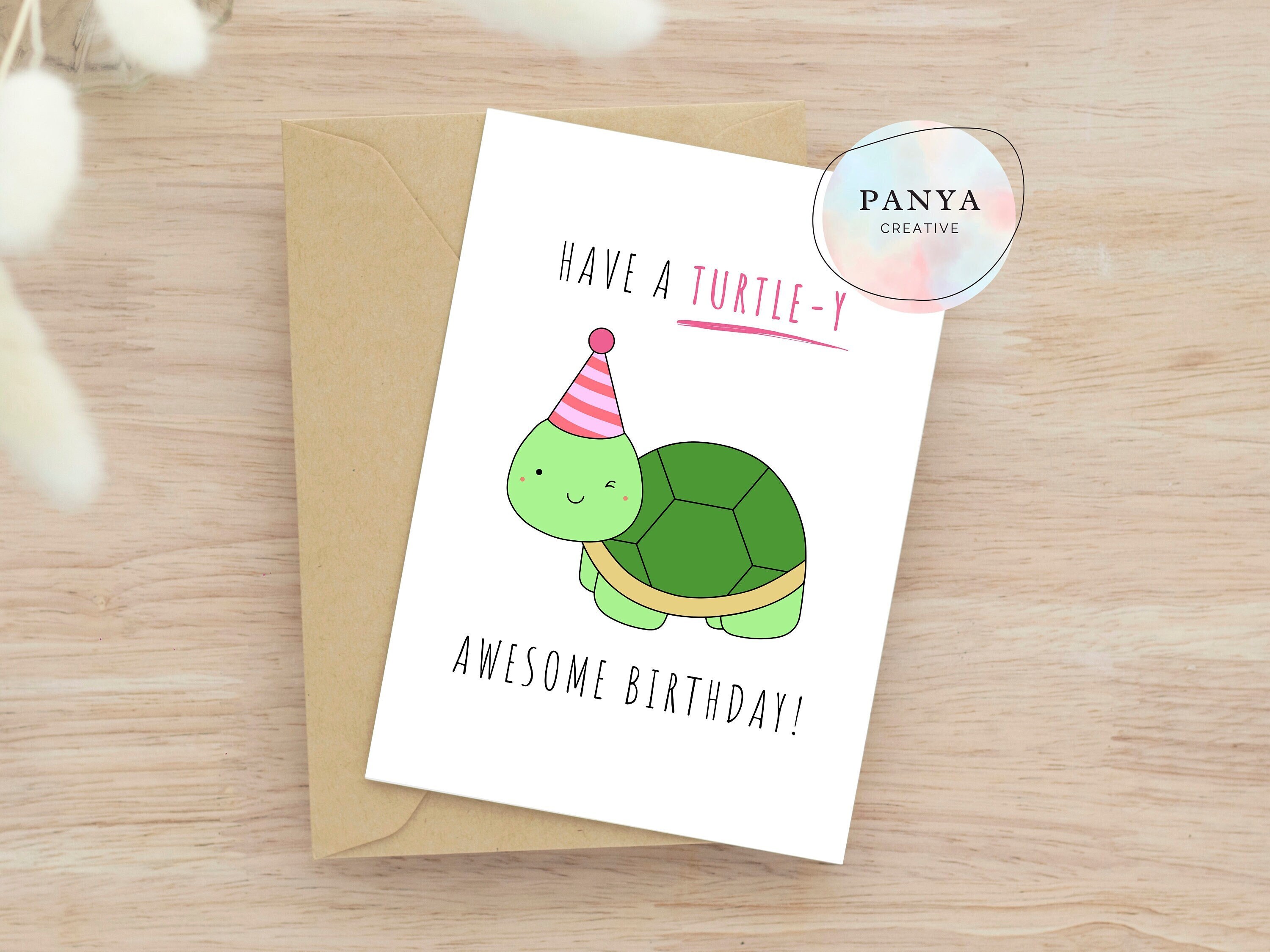 Cute Turtle Happy Birthday Card Instant Digital Download - Etsy