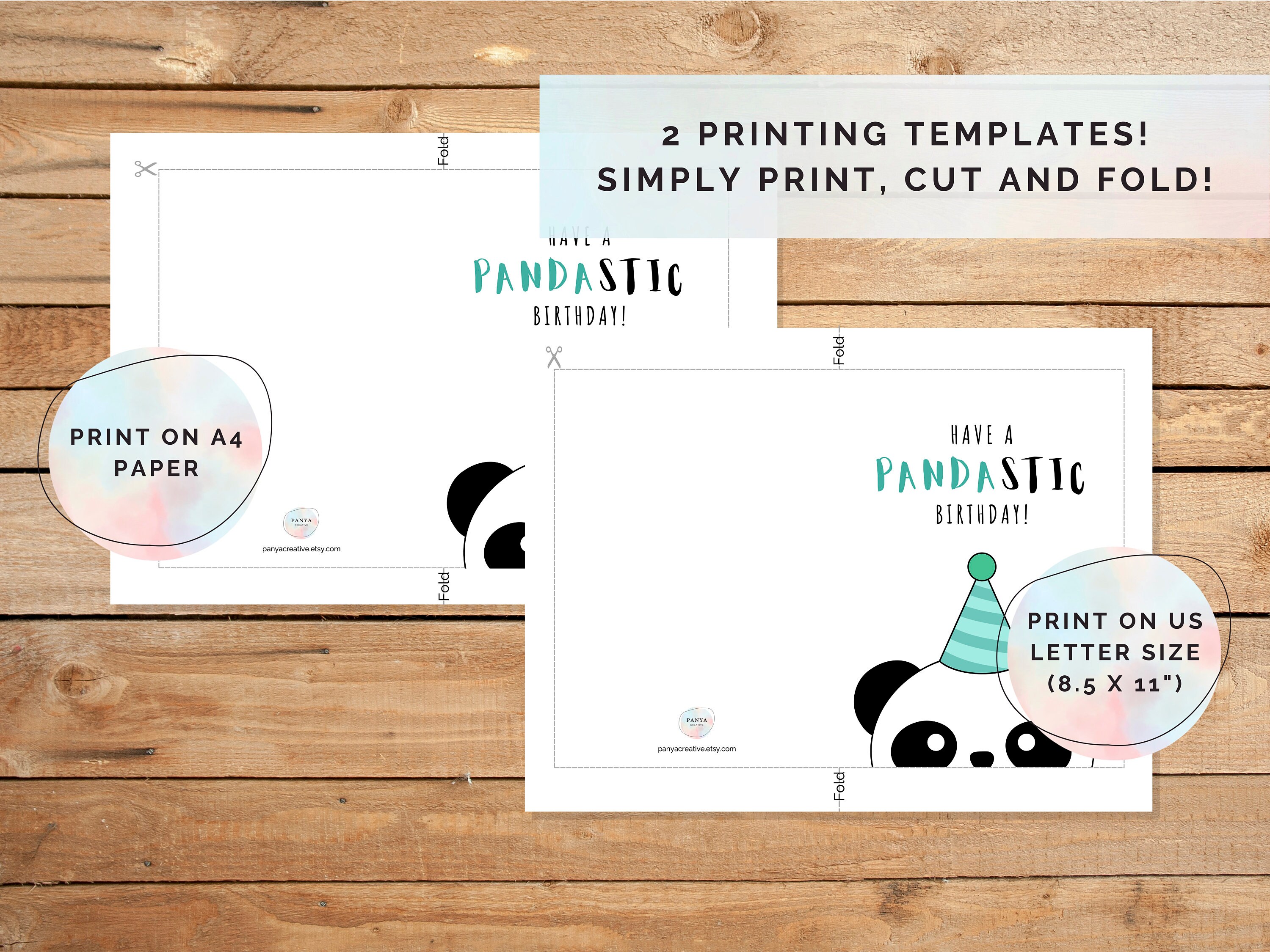 Cute Panda Happy Birthday Card | Instant Digital Download | Printable ...