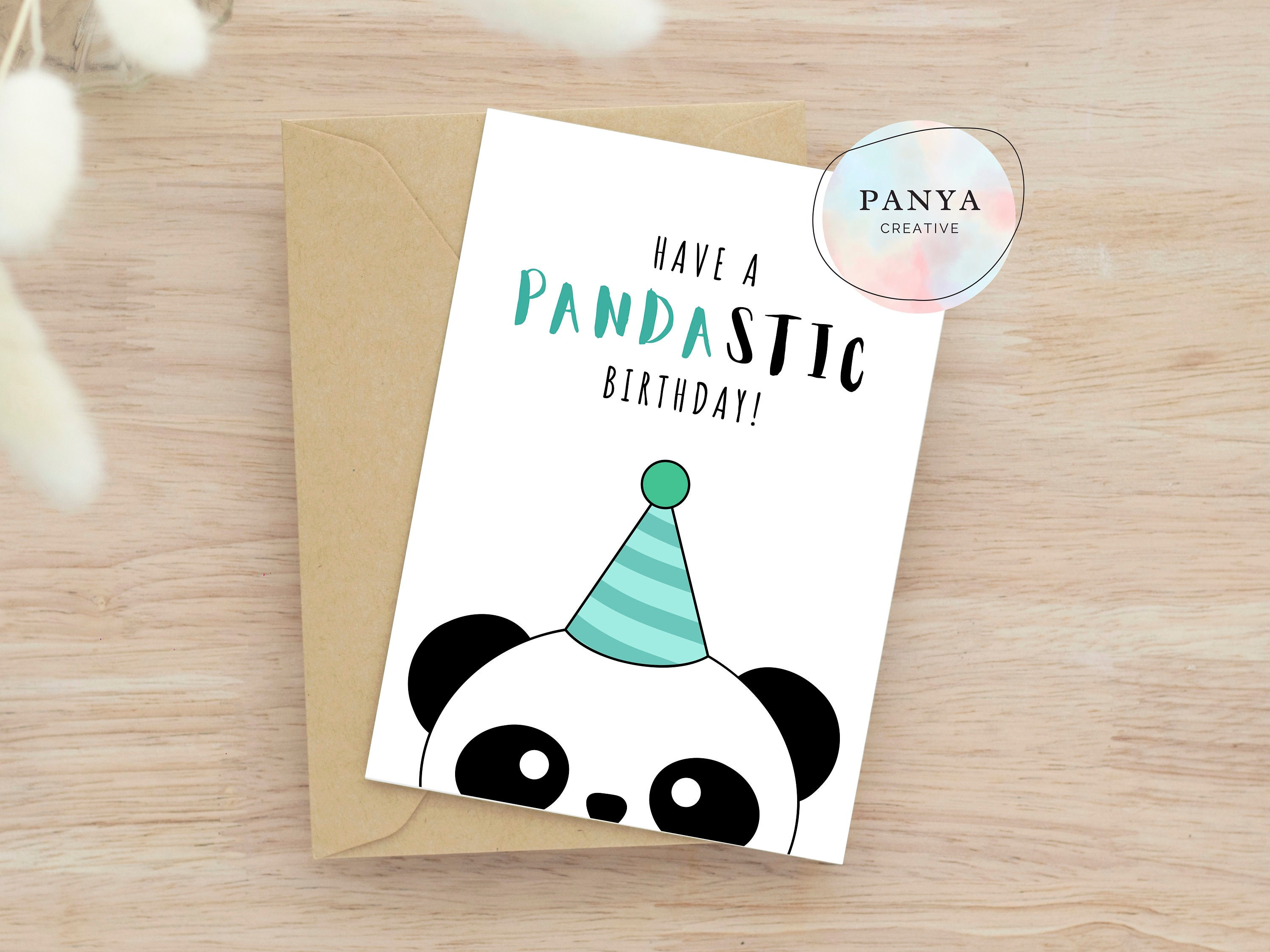Cute Panda Happy Birthday Card | Instant Digital Download | Printable ...