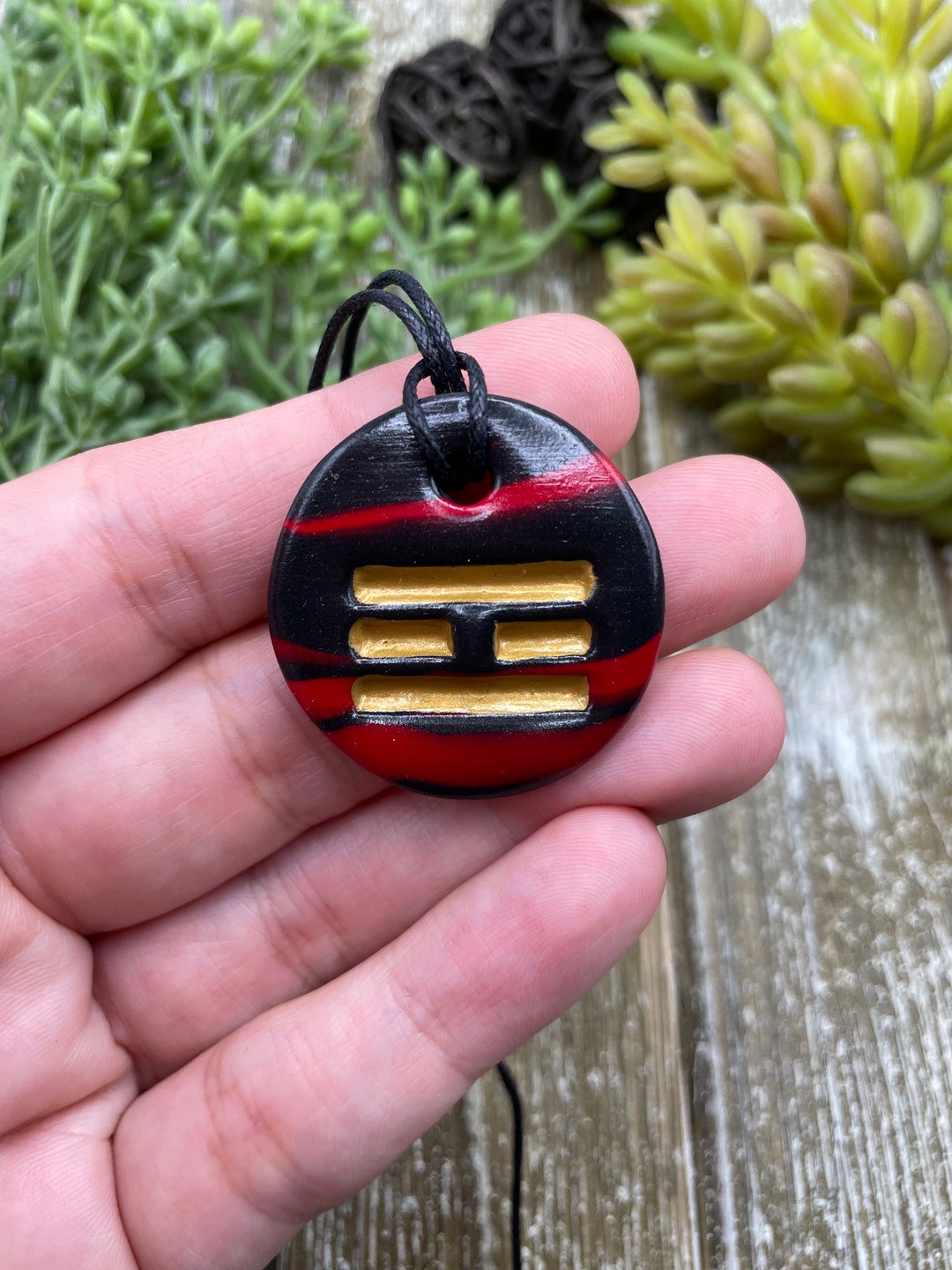 Fire li Trigram/i-ching Pendant, Handmade Taoist Necklace for I-ching ...