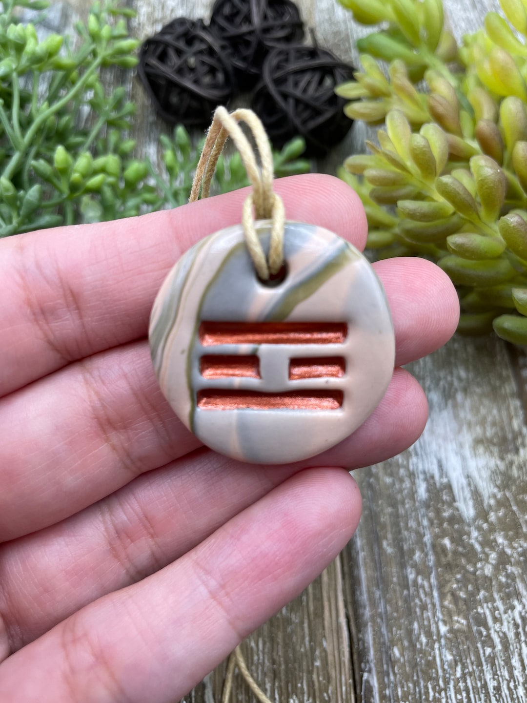 Fire (li) Trigram/i-ching Pendant, Handmade Taoist Necklace for I-ching ...