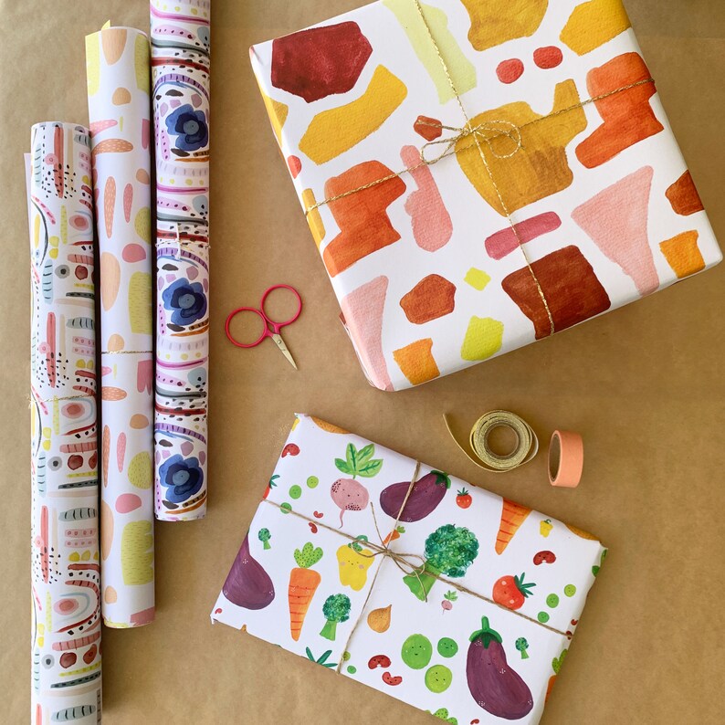 Gift Wrapping Paper Abstract Shapes Gift Wrapping Set of 5 Designs A2 ...