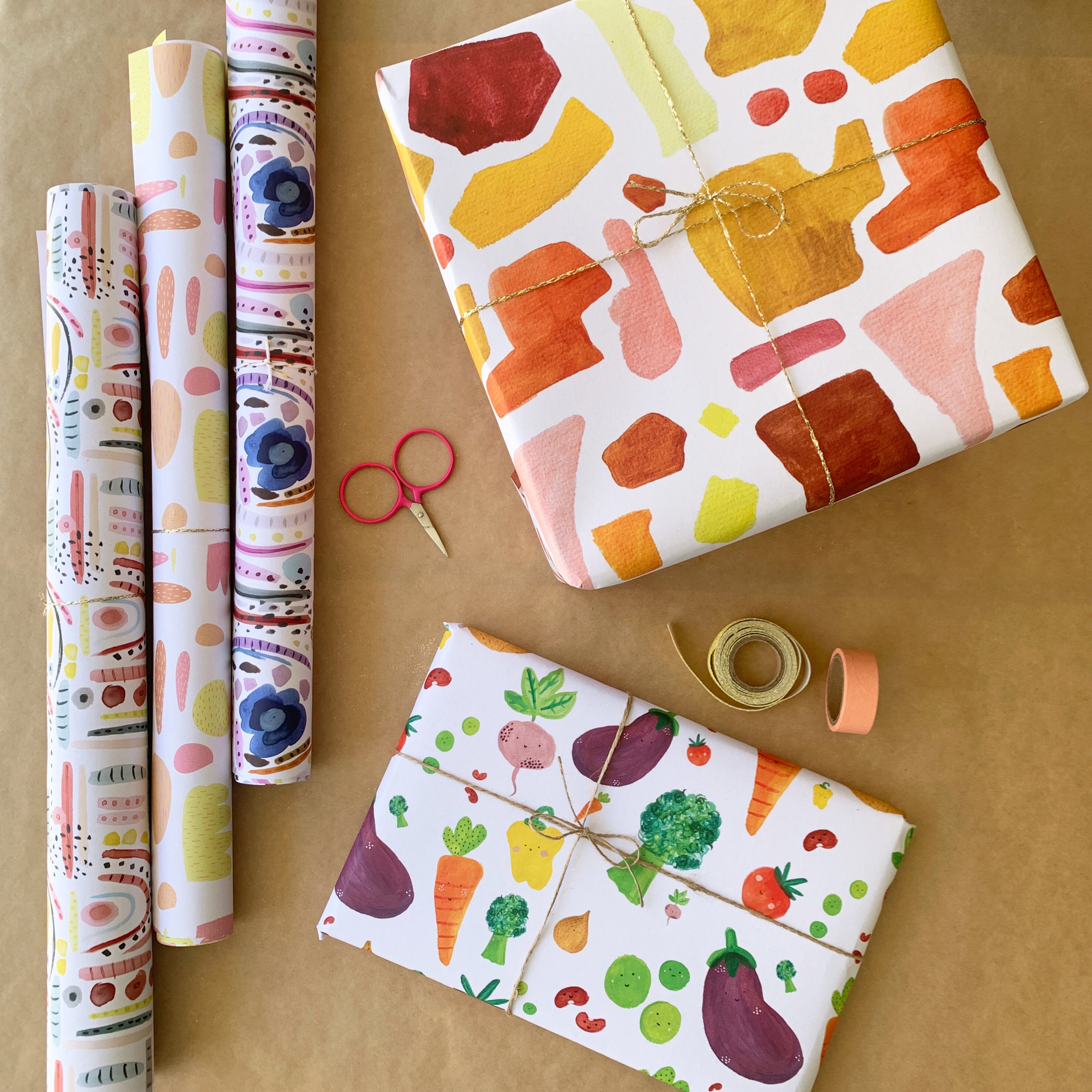 Gift Wrapping Paper Abstract Shapes Gift Wrapping Set of 5 Designs A2 ...