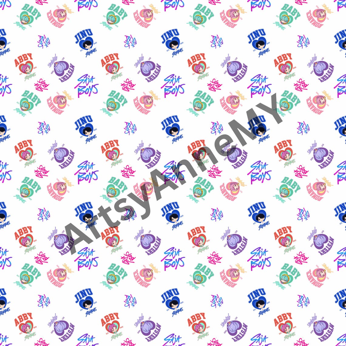 Kpop Demon Hunters Huntrix Saja Boys Seamless Pattern Wallpaper ...