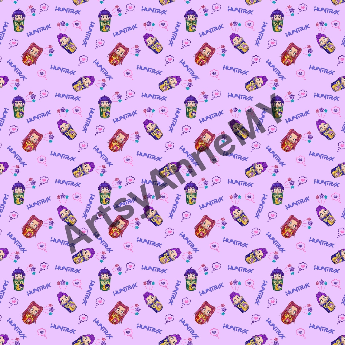 Kpop Demon Hunters Huntrix Saja Boys Seamless Pattern Wallpaper ...