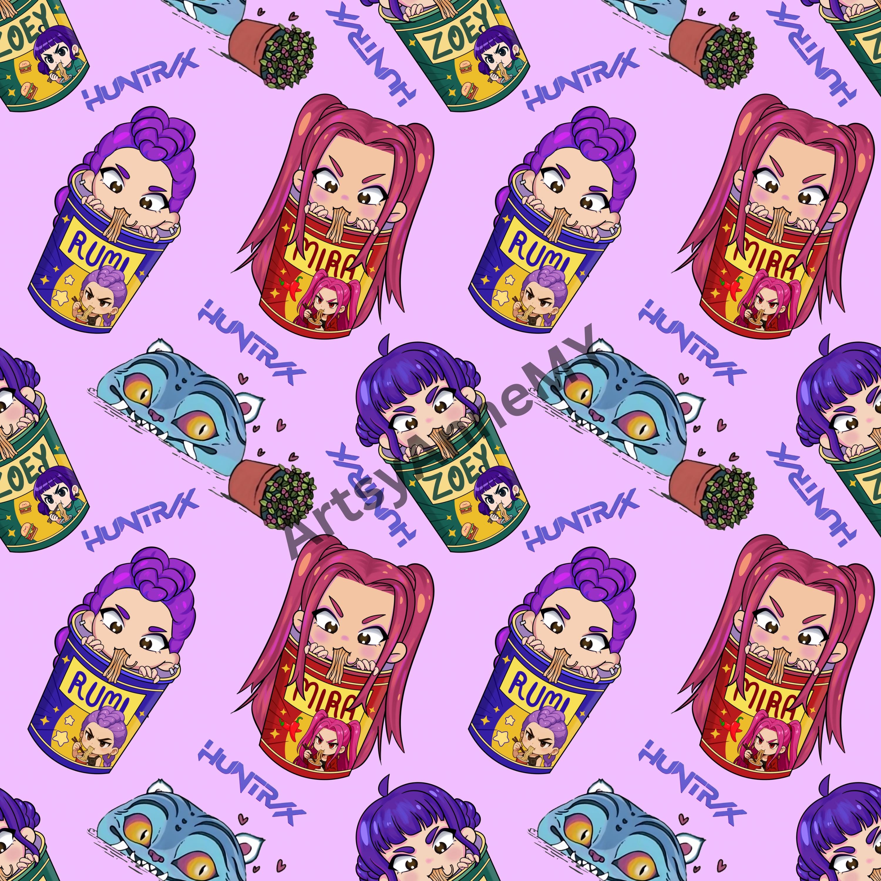 Purple White Huntrix Kpop Demon Hunters Seamless Pattern Wallpaper ...