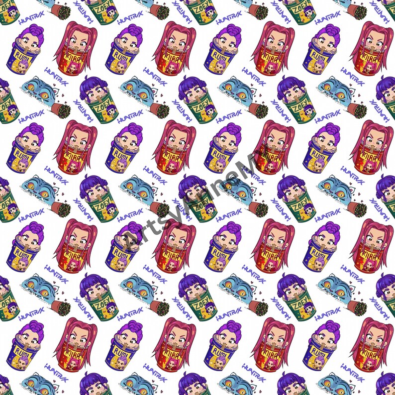 Purple White Huntrix Kpop Demon Hunters Seamless Pattern Wallpaper ...