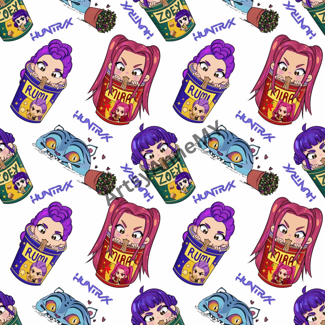 Purple White Huntrix Kpop Demon Hunters Seamless Pattern Wallpaper ...