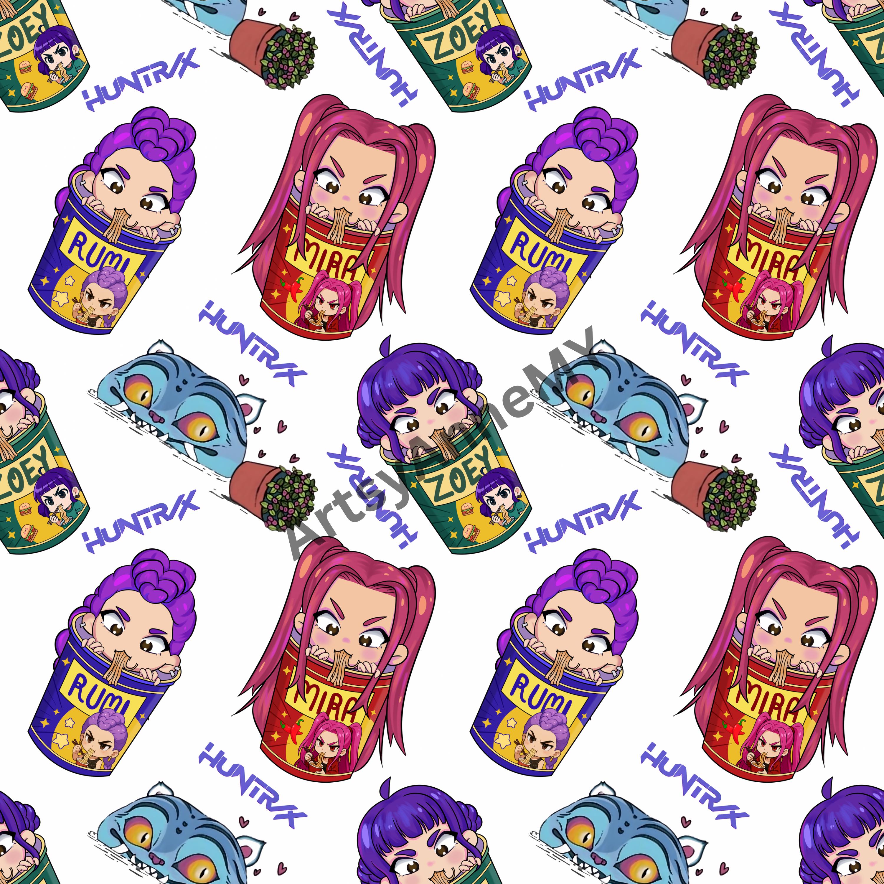 Purple White Huntrix Kpop Demon Hunters Seamless Pattern Wallpaper ...