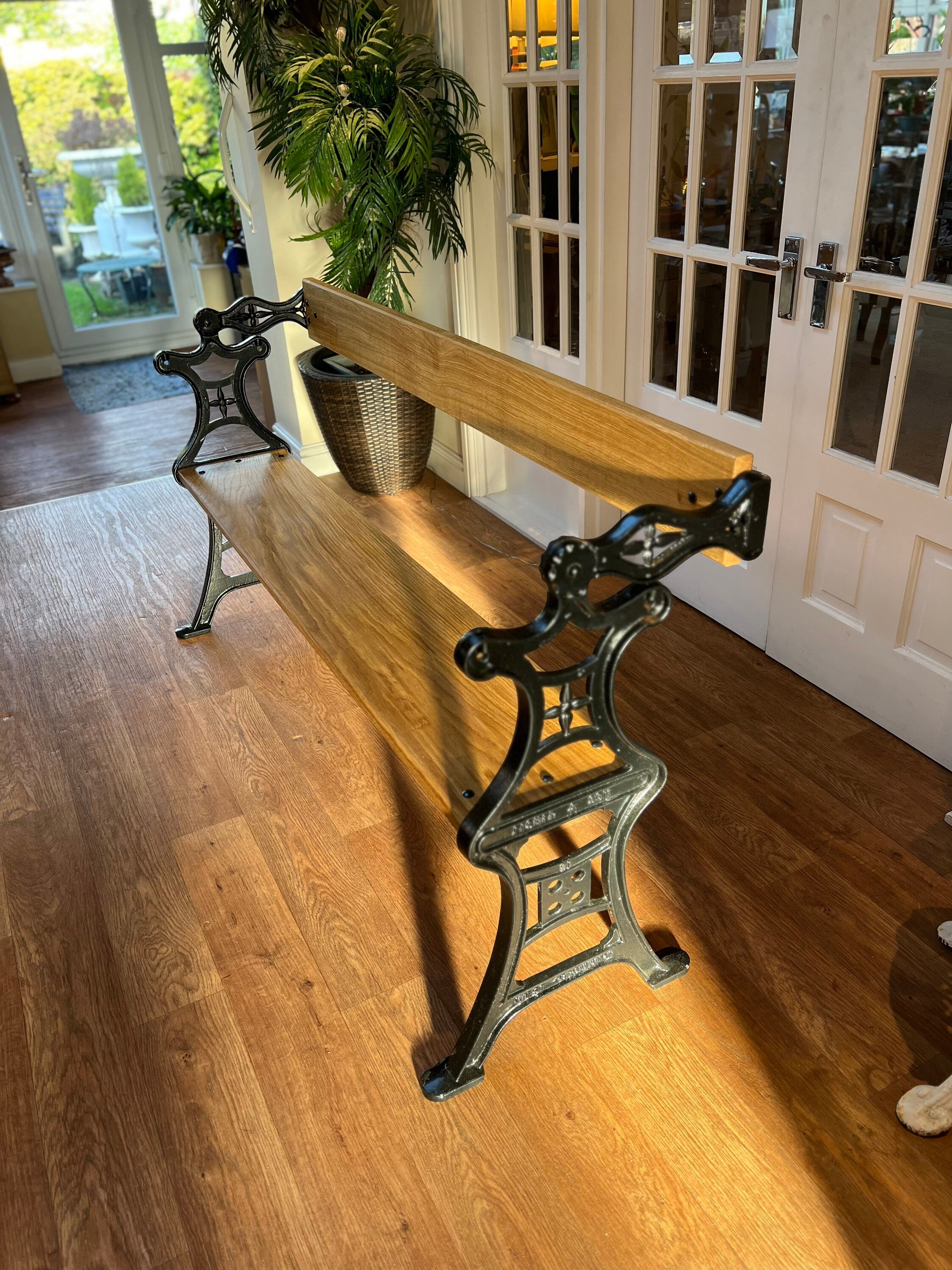 Reversible Fully Restored Railway Tram Garden Bench Cast Iron With Oak ...