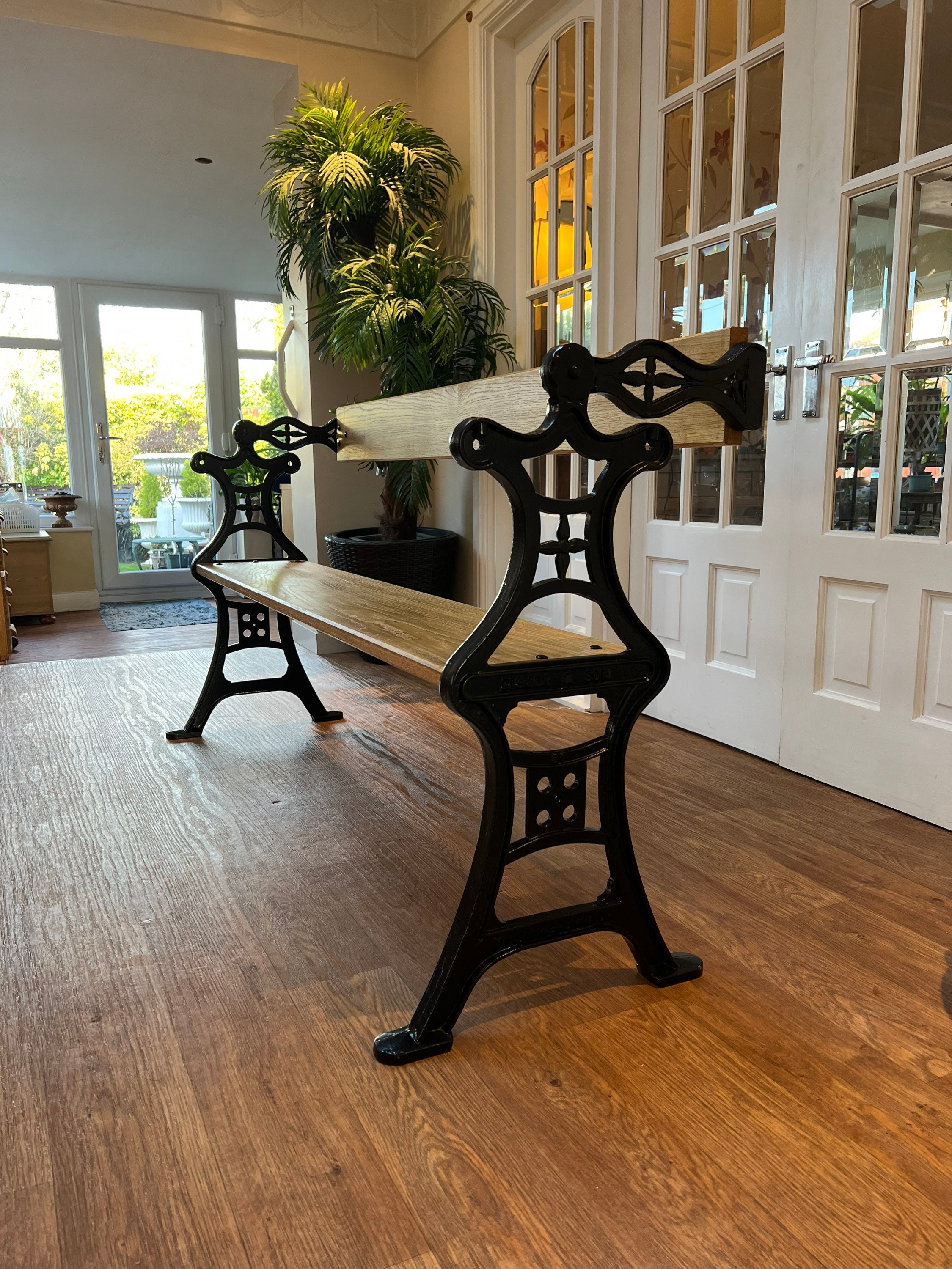 Reversible Fully Restored Railway Tram Garden Bench Cast Iron With Oak ...