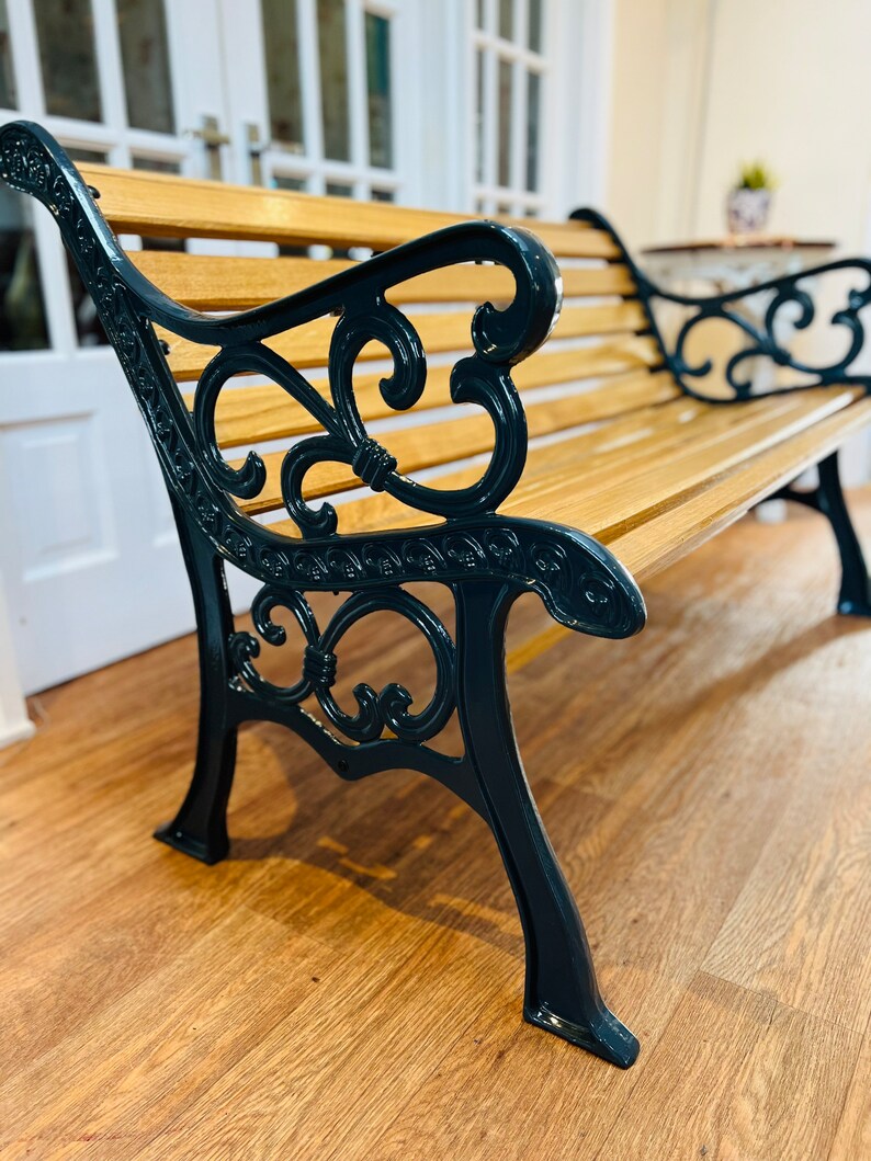 Cast Iron and Oak Garden Bench Finished in Anthracite Grey - Etsy