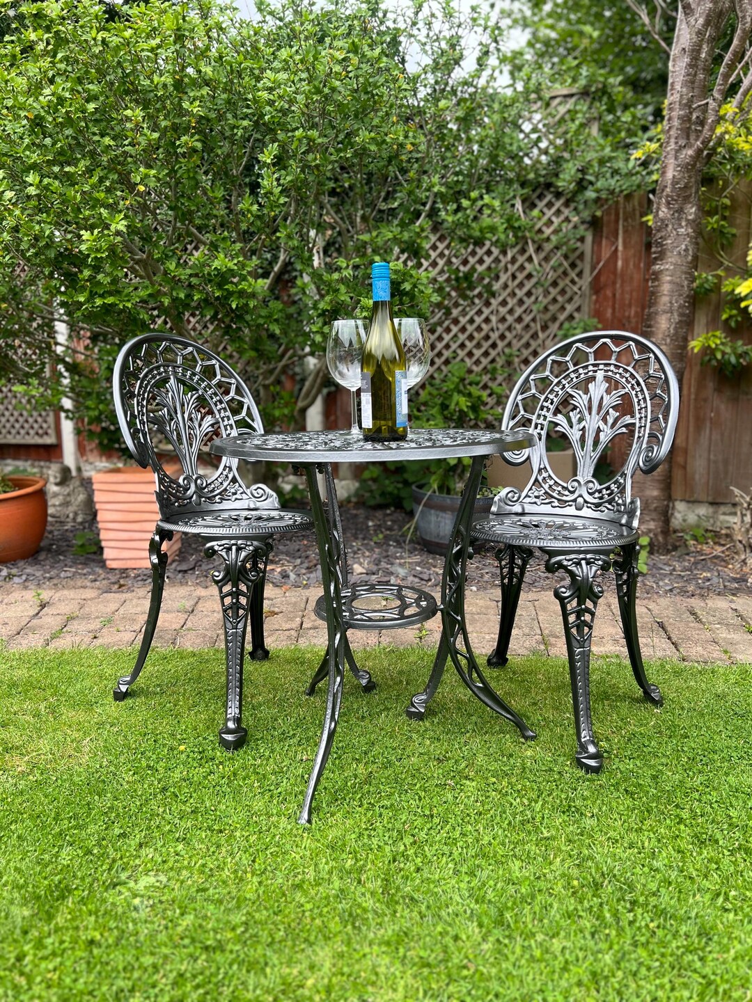 Anthracite Metallic Patio Set - Etsy UK