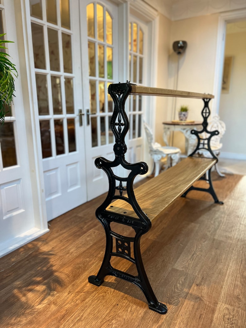 Reversible Fully Restored Railway Tram Garden Bench Cast Iron With Oak ...