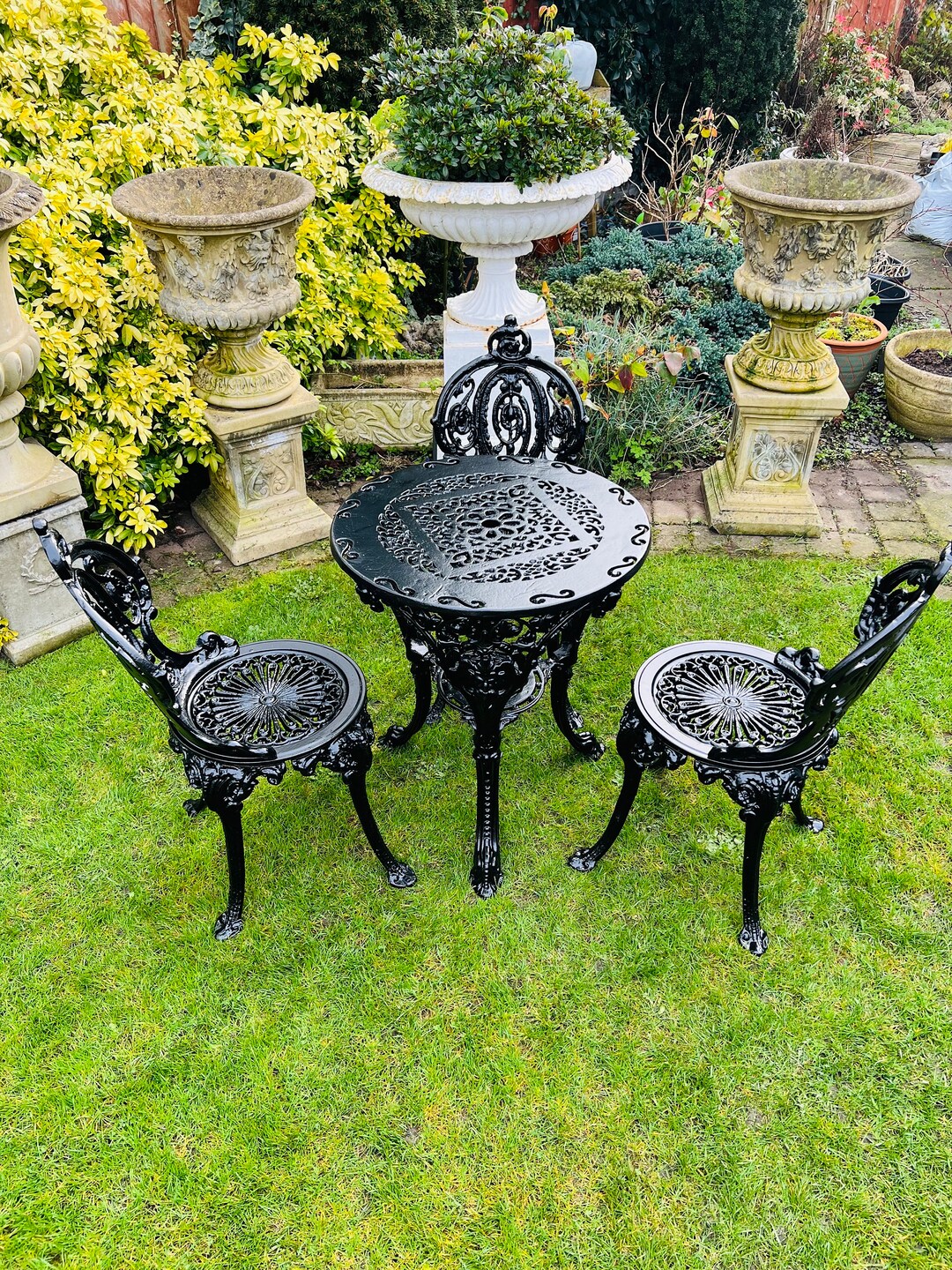 Very Heavy Victorian Cast Iron Patio Set Garden Furniture - Etsy