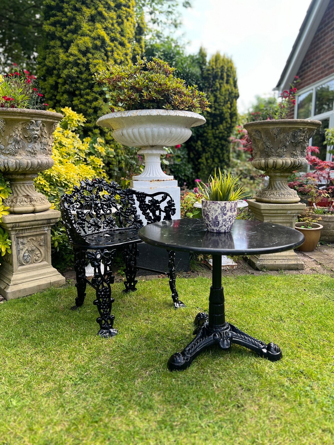 Grape and Vine Chair and Marble Side Table Patio Set - Etsy