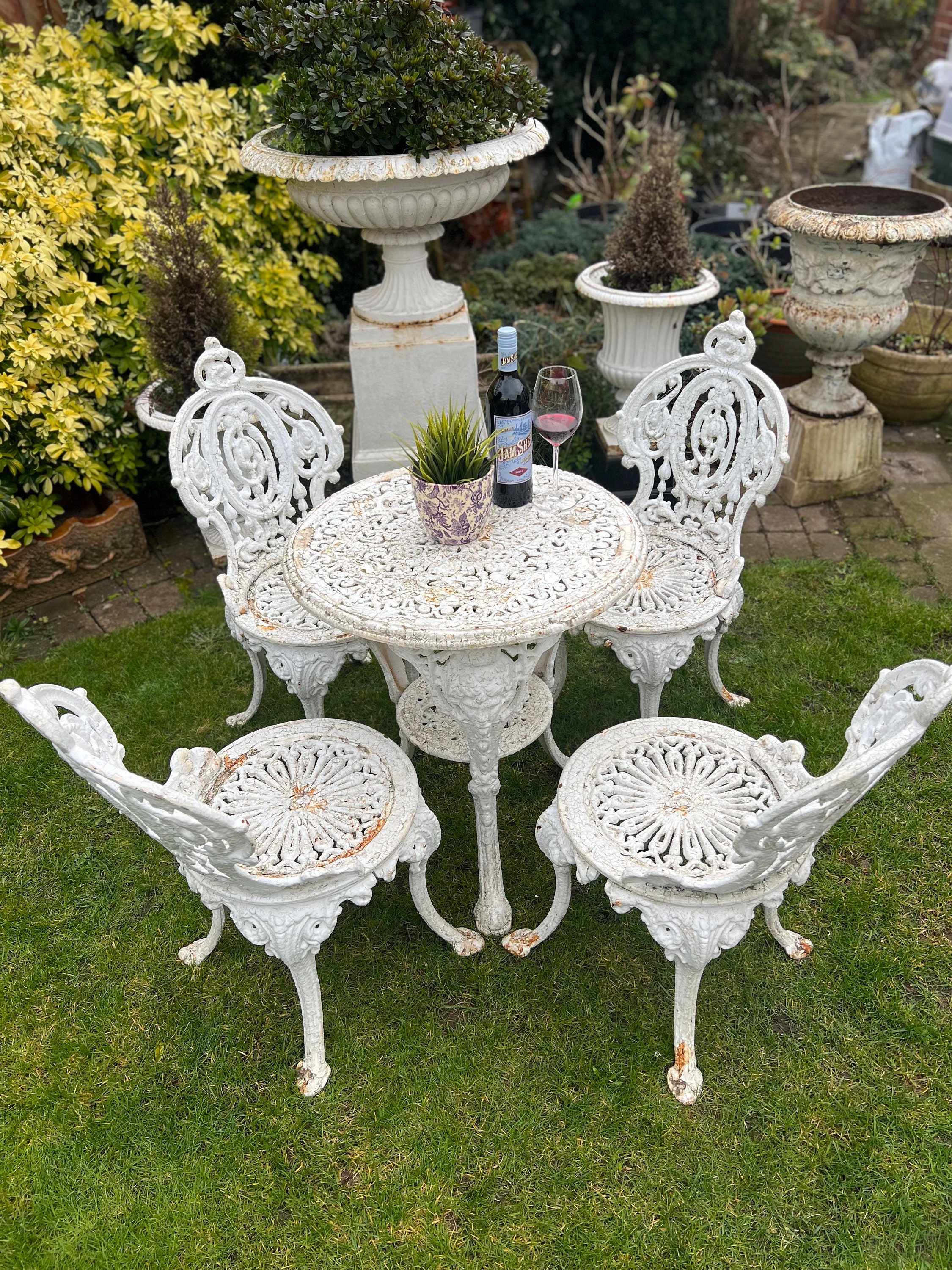 Victorian Crown Cast Iron Patio Set Etsy
