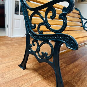 Cast Iron and Oak Garden Bench Finished in Anthracite Grey - Etsy UK