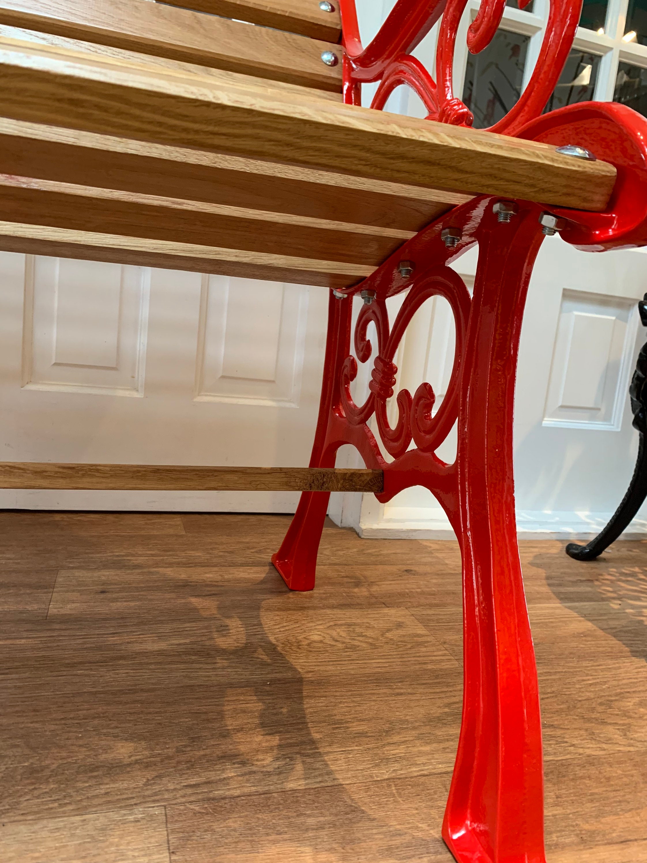 Fully Restored Cast Iron Garden Bench with Oiled Oak Slats | Etsy