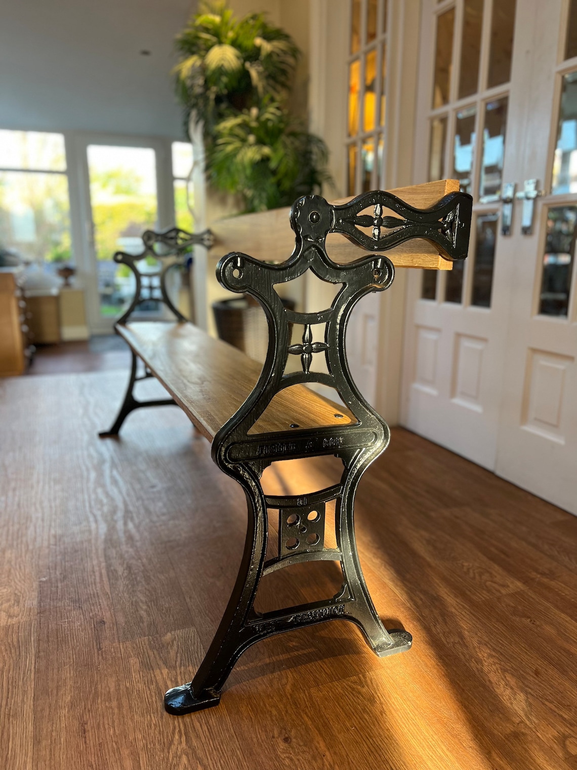 Reversible Fully Restored Railway Tram Garden Bench Cast Iron With Oak ...