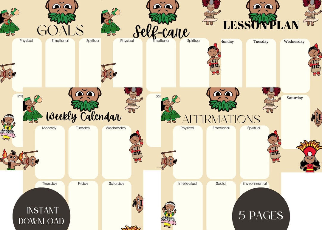 Polynesian Packet Bundle Printable Sheets PDF DIGITAL FILE Self-care ...