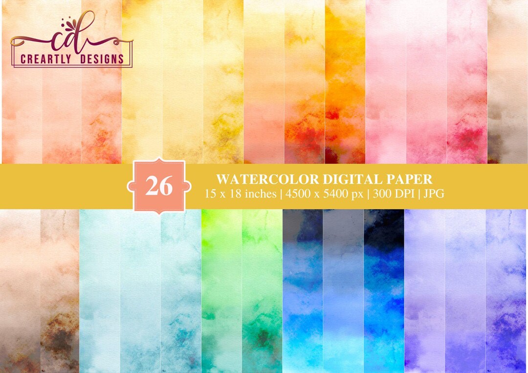 Vibrant Watercolor Digital Paper, Watercolor Background Textures ...