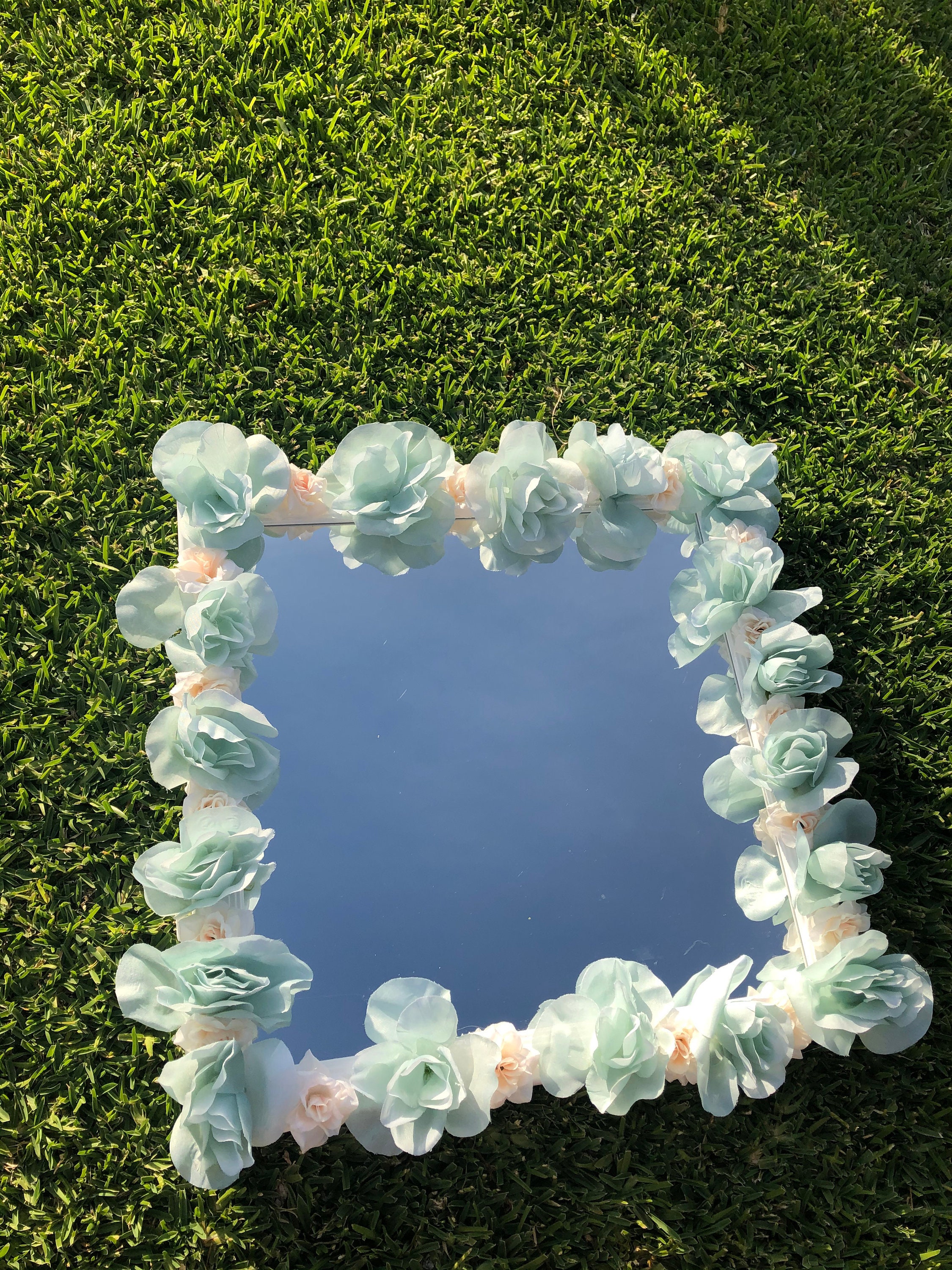 Enchanté Frosted Blue Rose Wall Mirror - Etsy