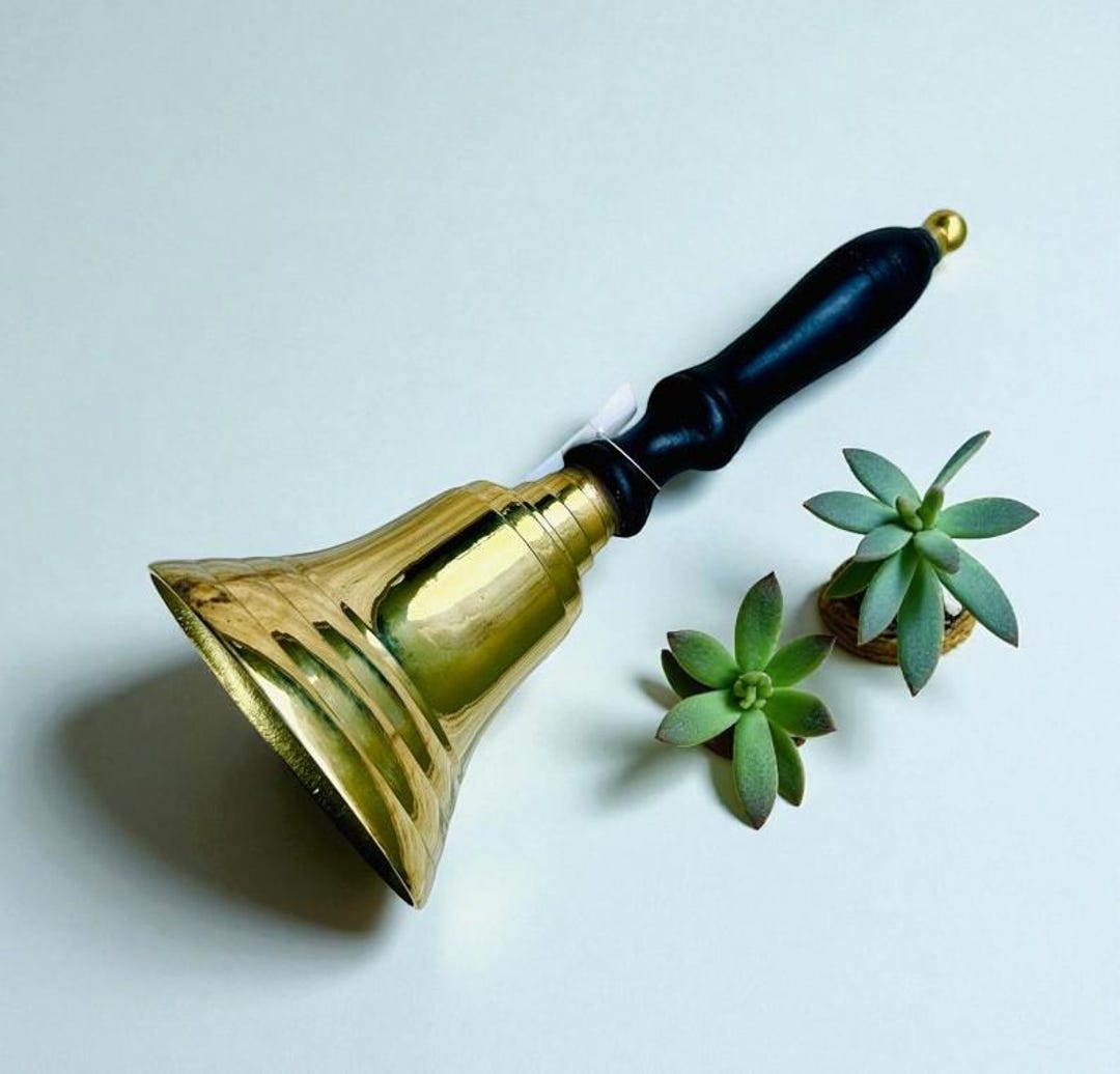 Engraved Brass Bell – Large Hand Bell for Teachers & Ceremonies - Etsy