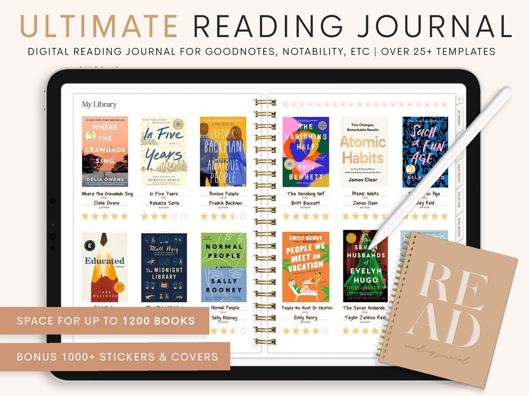 Digital Reading Journal, Digital Reading Planner, Digital Planner ...