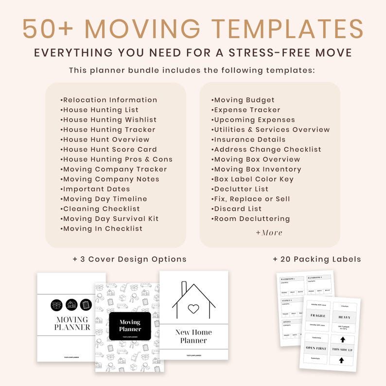 Printable Moving Planner, Checklists, Templates (editable Canva PDF) - Etsy