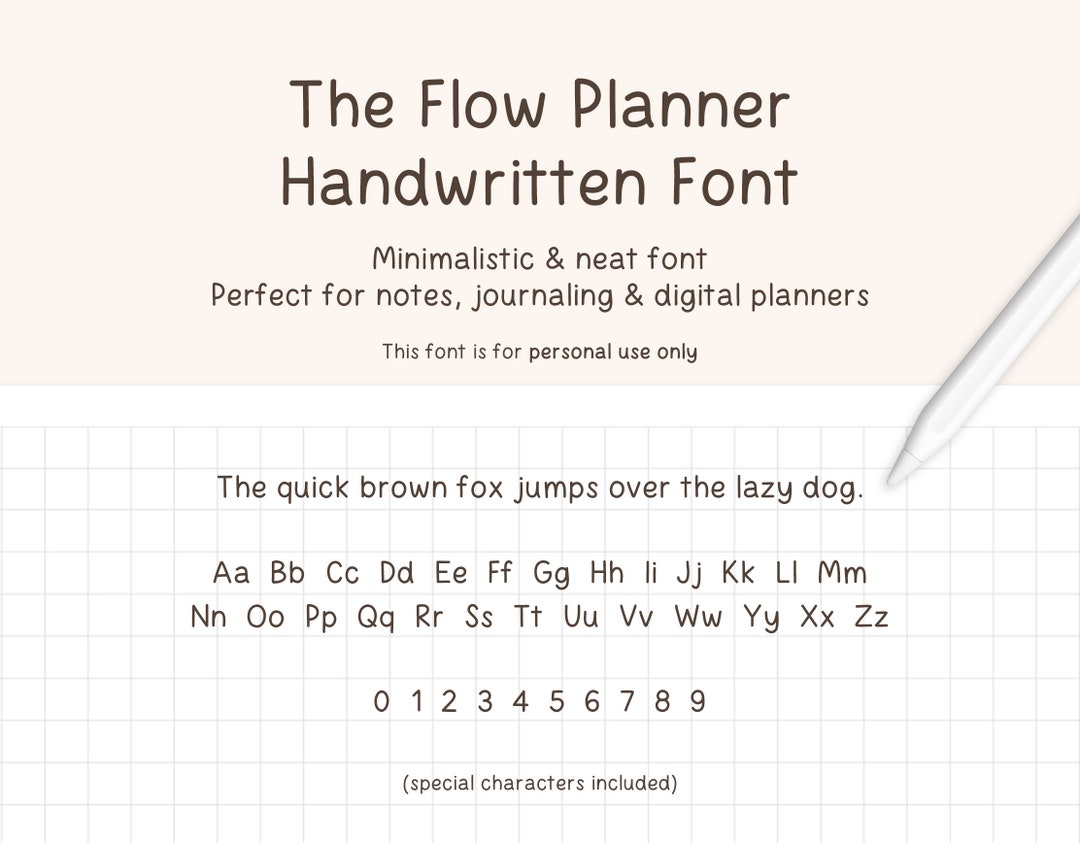 The Flow Planner Handwritten Font, Minimalistic Font, Neat Font ...
