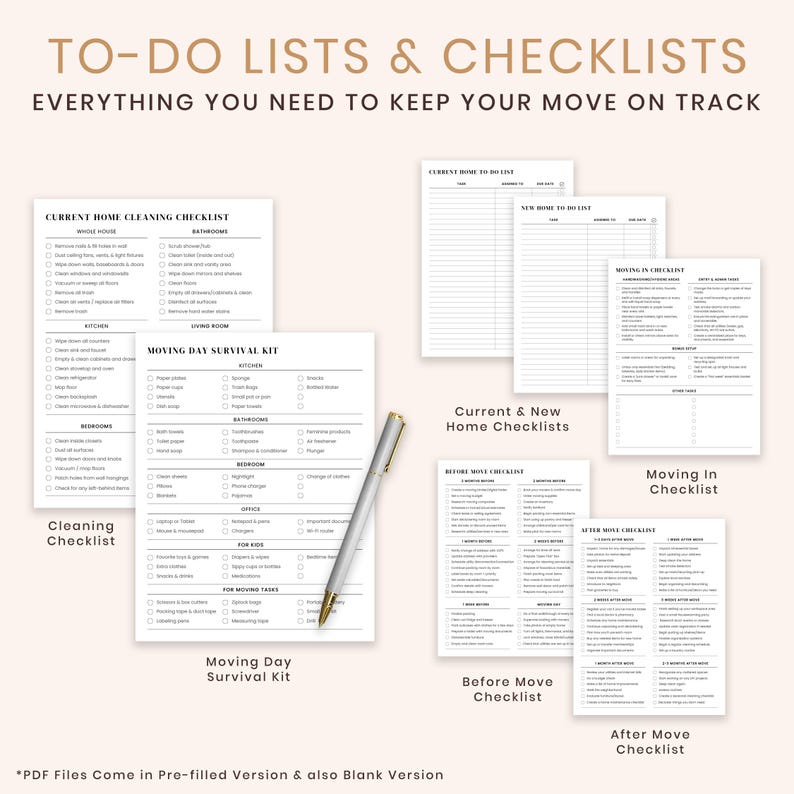 Printable Moving Planner | Moving Binder Pdf | Moving Checklist, List ...