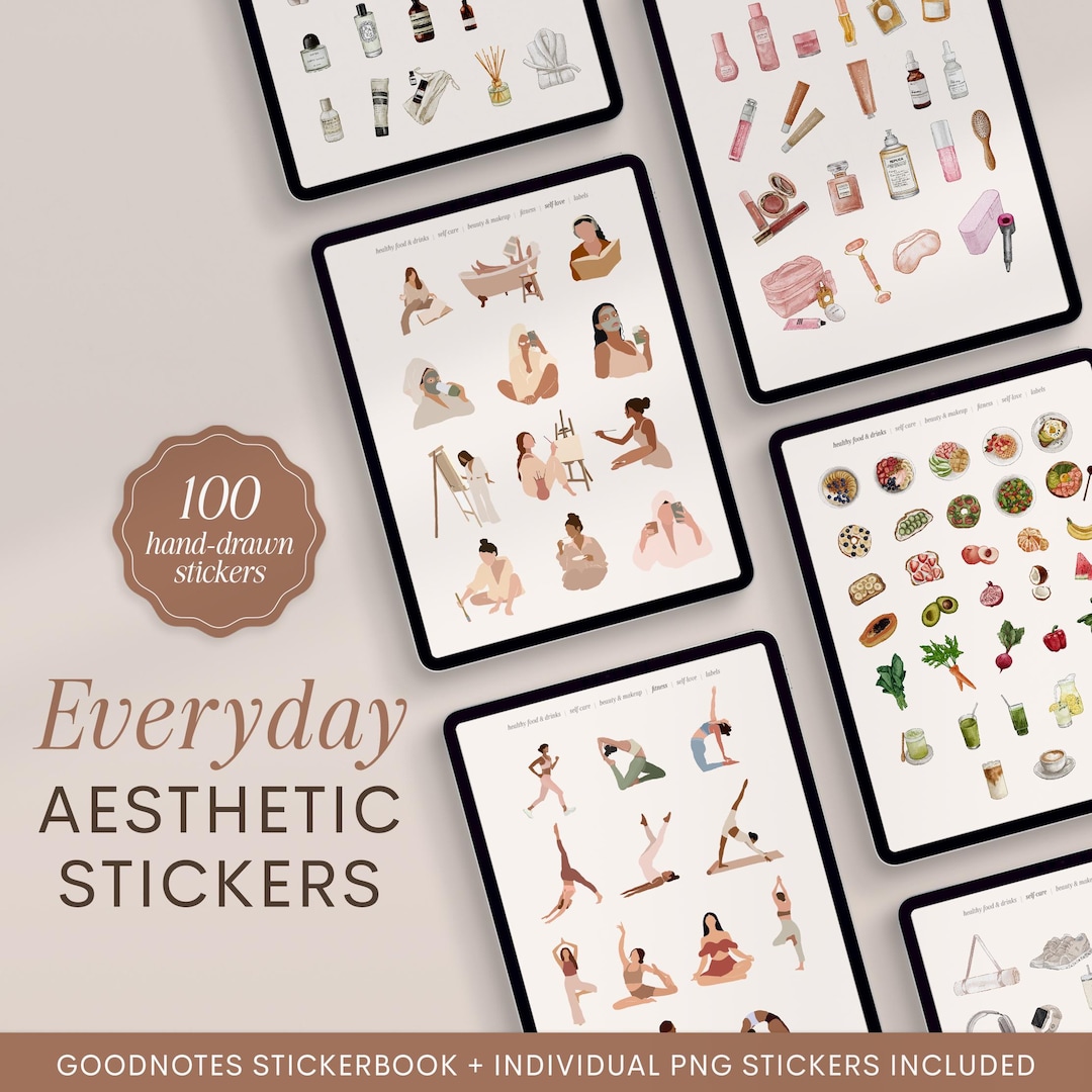 Digital Aesthetic Stickers, Goodnotes Stickers, Minimalist Stickers ...