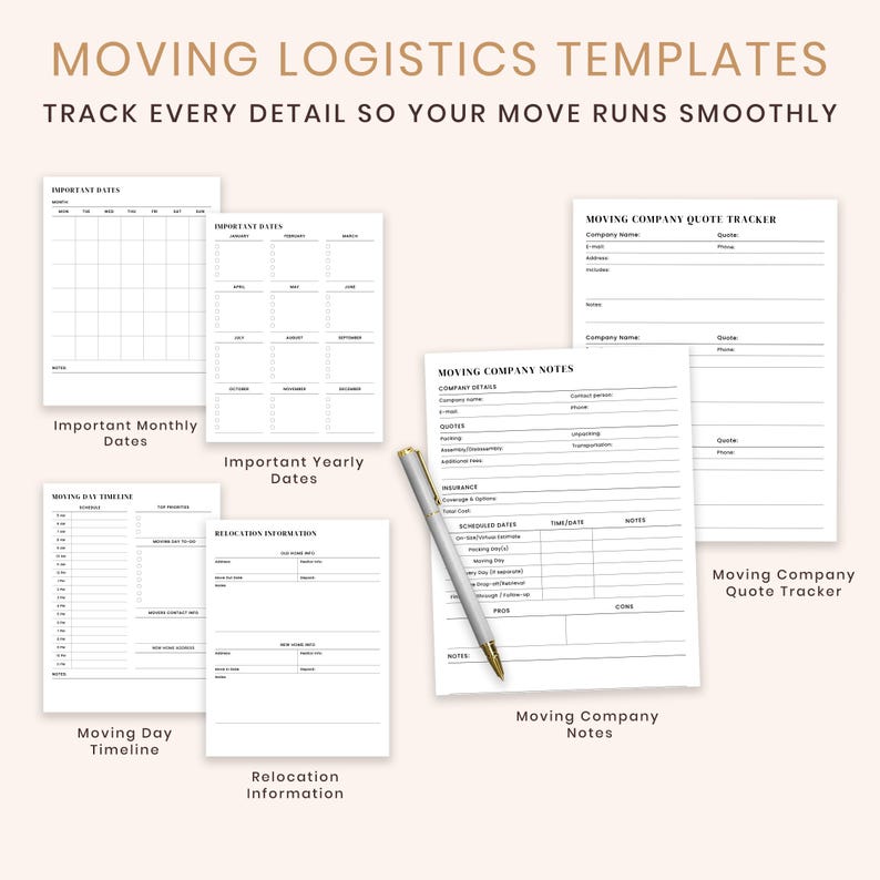 Printable Moving Planner | Moving Binder Pdf | Moving Checklist, List ...