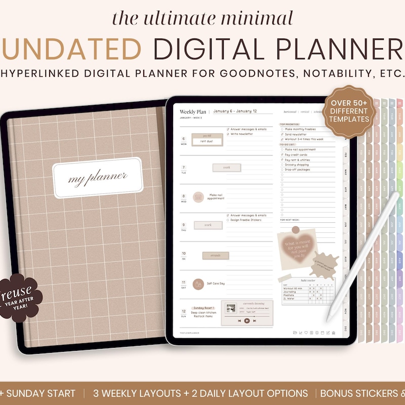 Undated Digital Planner - Etsy