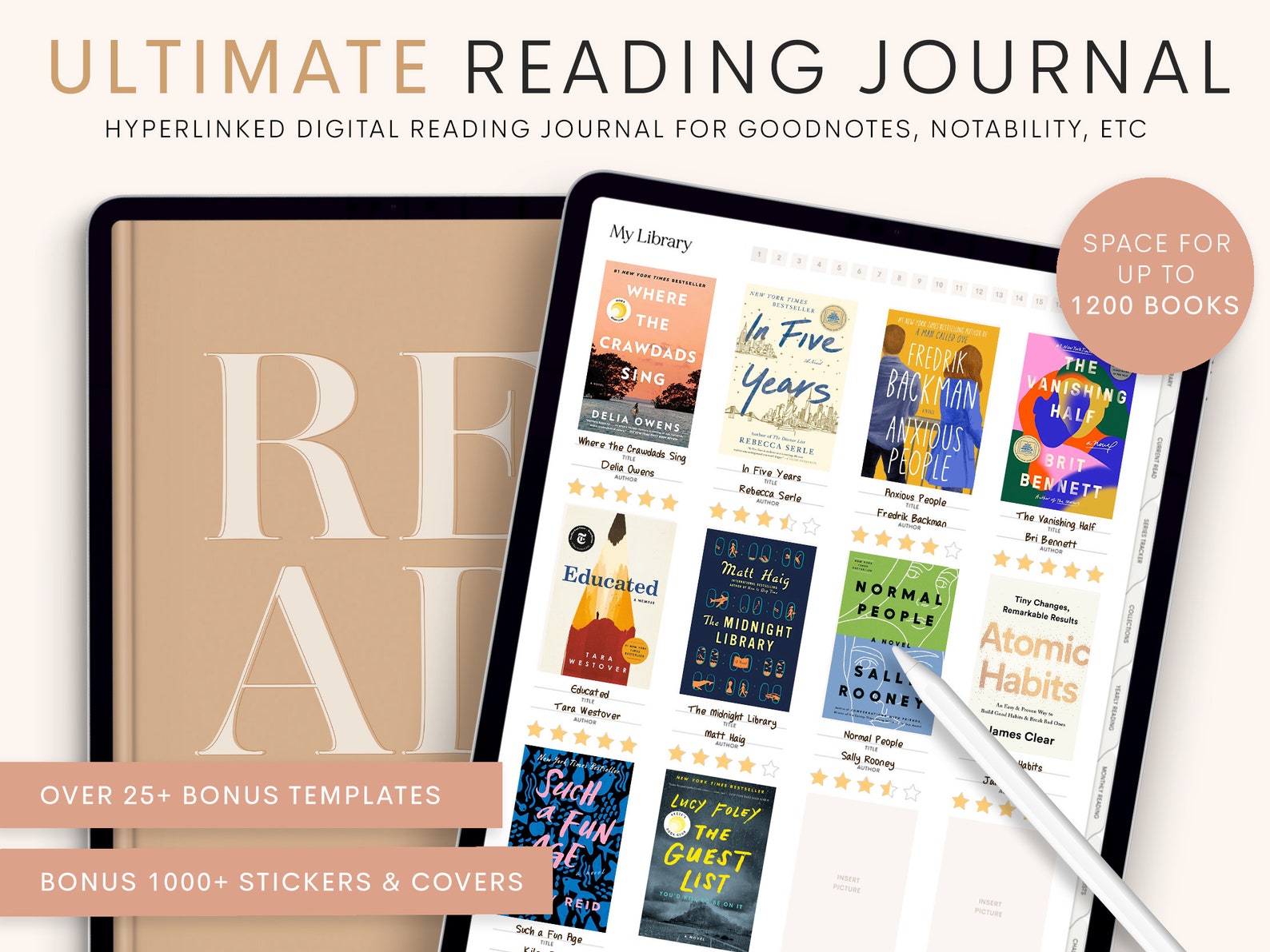 Digital Reading Journal Digital Reading Planner Digital - Etsy