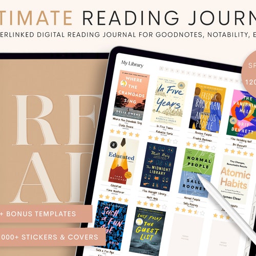Digital Reading Journal for Goodnotes Book Review Journal - Etsy