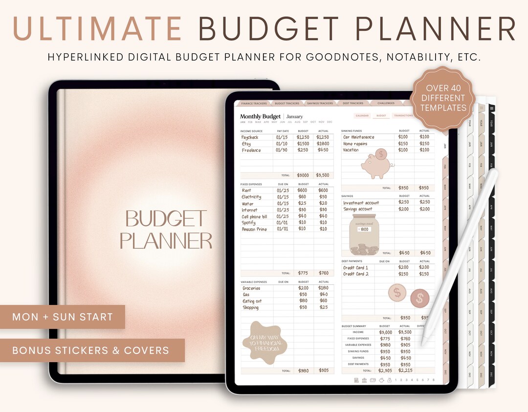 Digital Budget Planner, Finance Tracker, Finance Planner, Digital ...