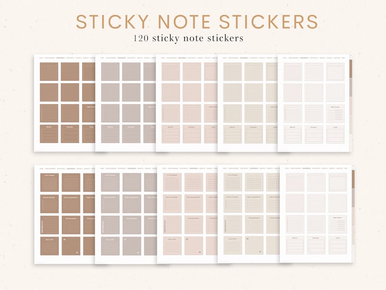 Neutral Digital Stickers Pack Digital Planner Stickerbook - Etsy