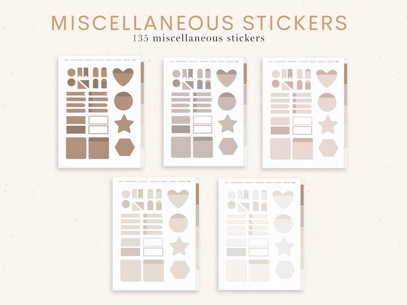 Neutral Digital Stickers Pack Digital Planner Stickerbook - Etsy