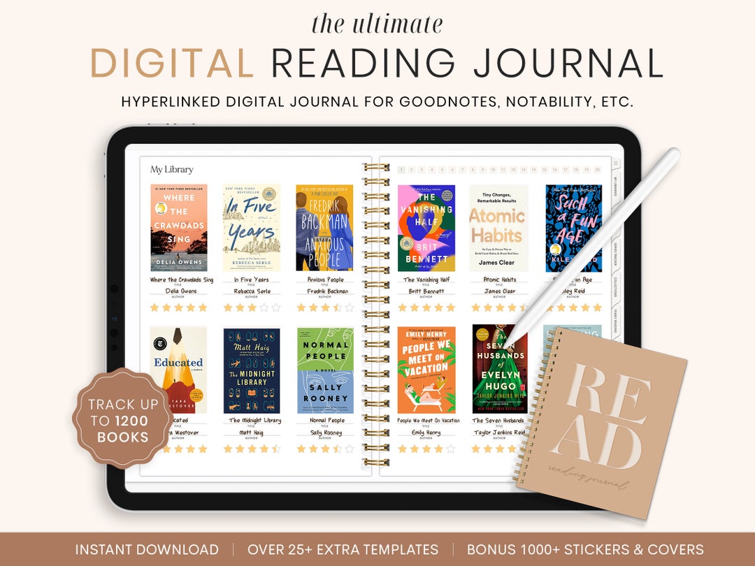 Digital Reading Journal, Digital Reading Planner, Digital Planner ...