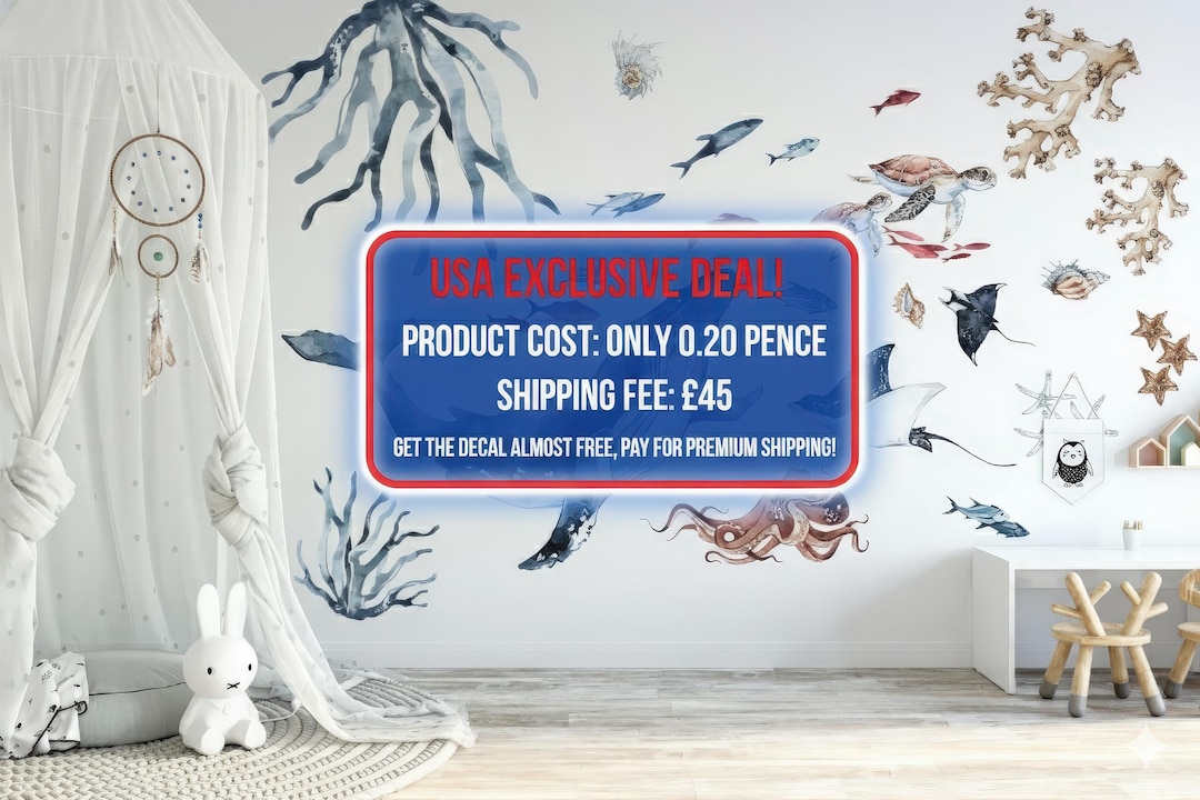 Watercolor Ocean Wall Decals, Sea World Nursery Stickers, Whale and ...