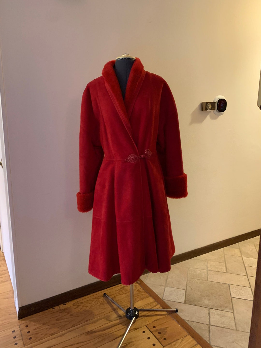1980's Italian Shearling Red Coat by Skinni, Size 42, Woman's Size 6-8 ...