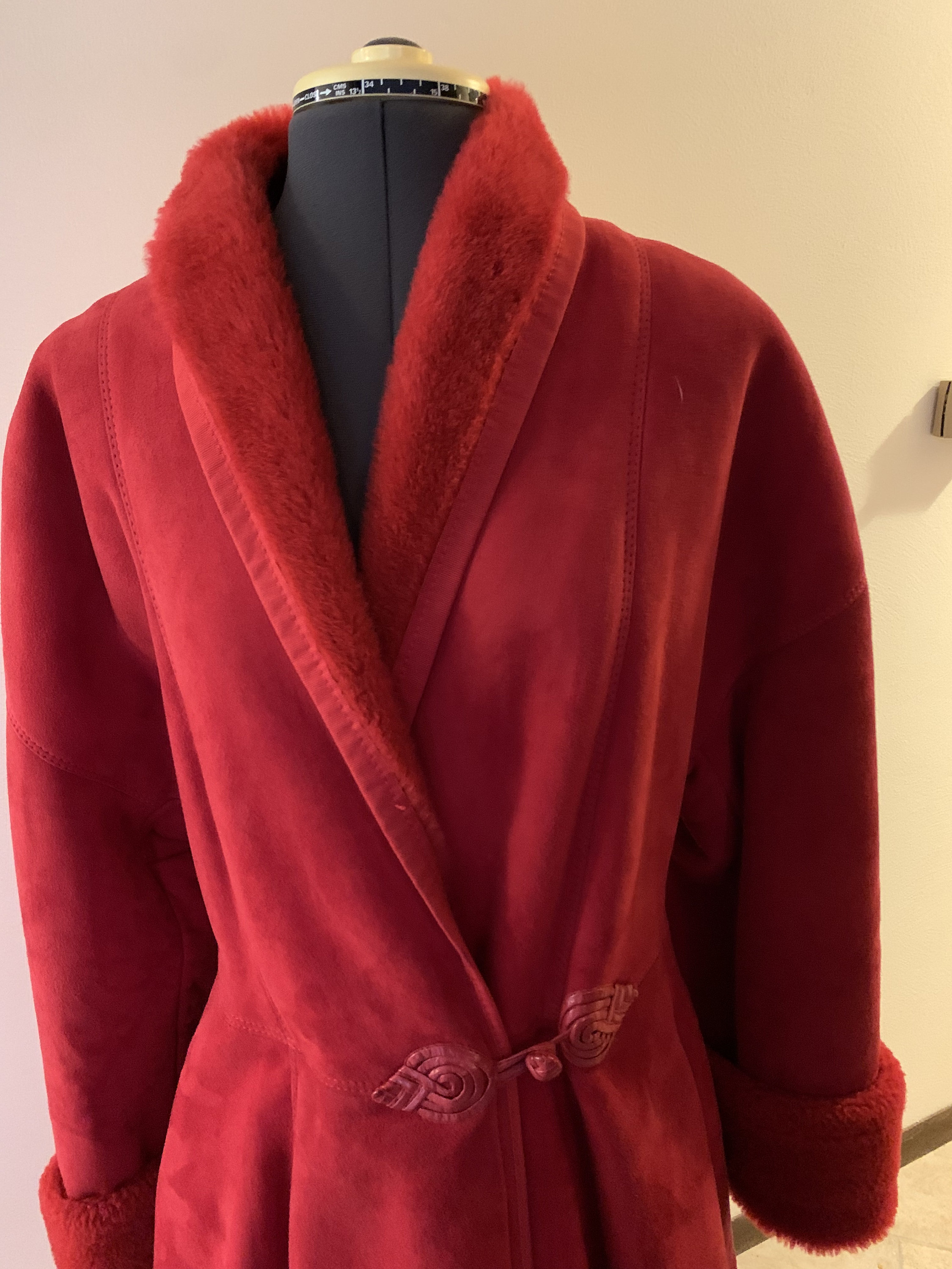 1980's Italian Shearling Red Coat by Skinni Size 42 - Etsy