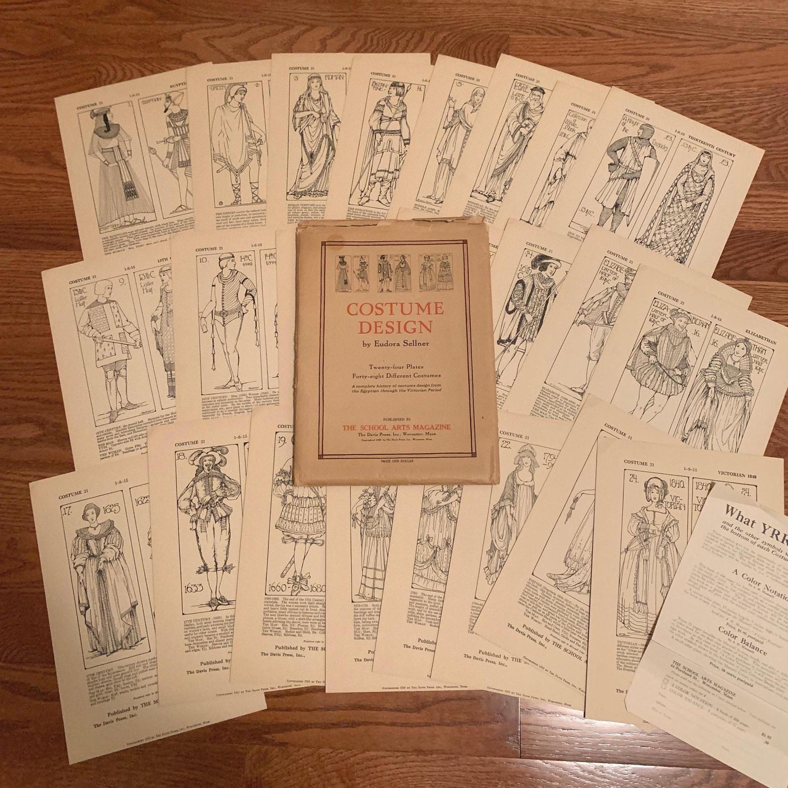 1923 Costume Design by Eudora Sellner, 24 Plates, 48 Different Costumes ...