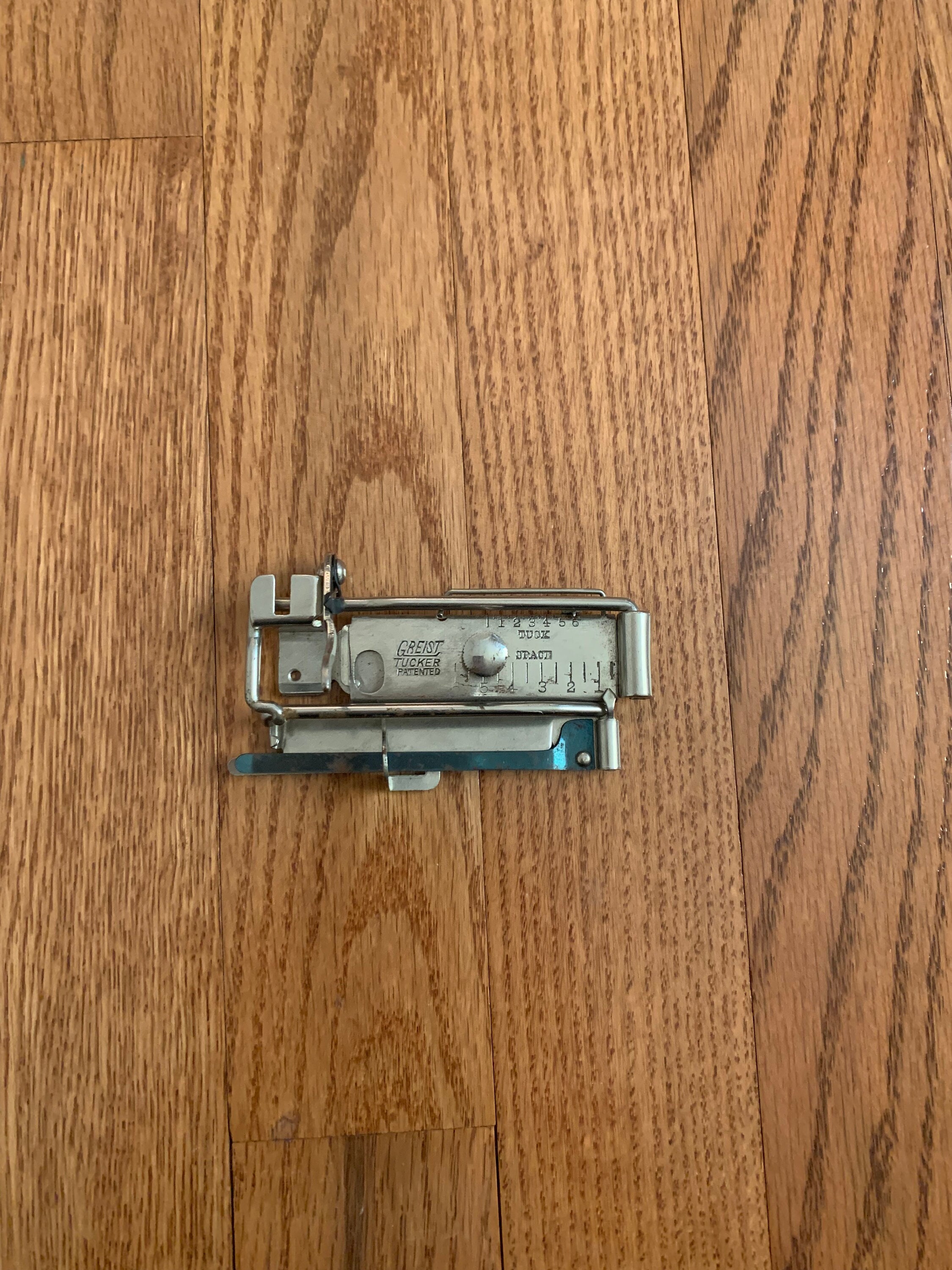 1920's Adjustable Treadle Sewing Machine Foot, Stamped Greist Tucker ...